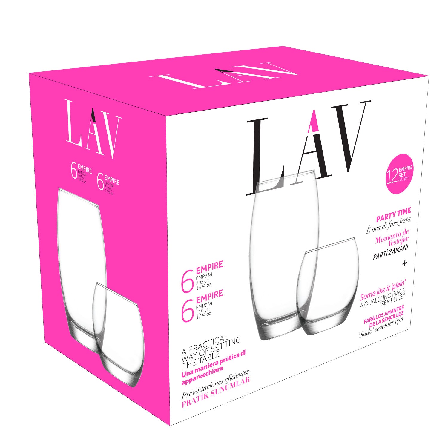 LAV Empire 12-Piece Drinking Glasses and Glass Tumblers Set, 17.25 & 1 ...